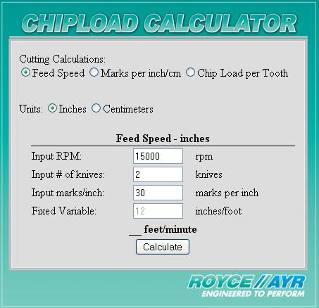 Online Chipload Calculator from Royce//Ayr