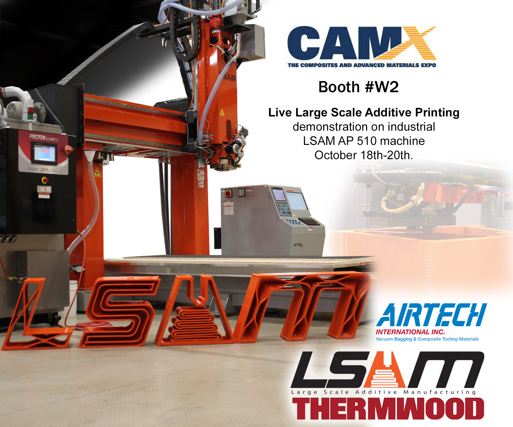 THERMWOOD LSAM Additive Printer 510 printing LIVE at CAMX 2022 in ...